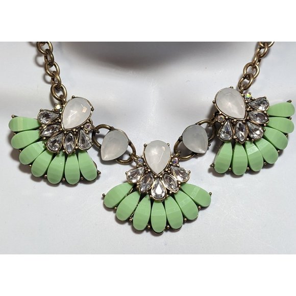 Jewelry | Green And White Floral Gemmed Statement Necklace | Poshmark